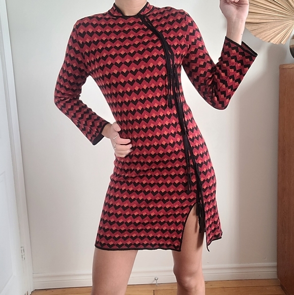 Zara | Dresses | Zara Fun Retro Style Geometric Print Knit Dress With ...